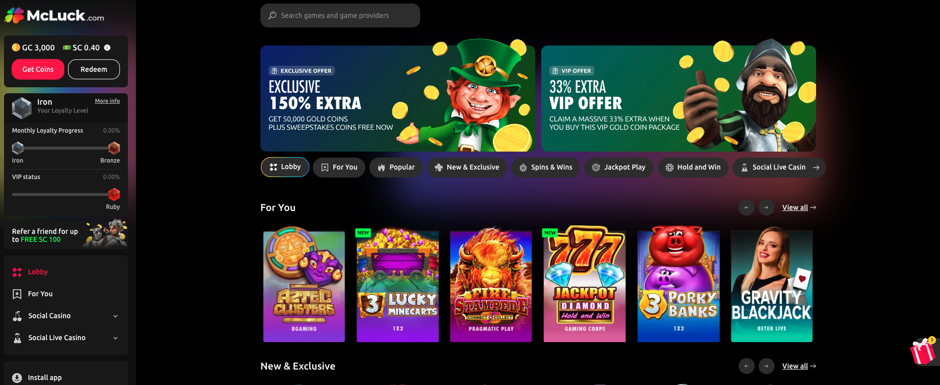 McLuck Review | Get 7,500 Gold Coins and 2.5 free Sweeps Coins